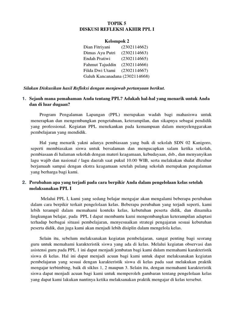 TOPIK 5 - RUANG KOLABORASI - PPL - Kelompok 2 | PDF