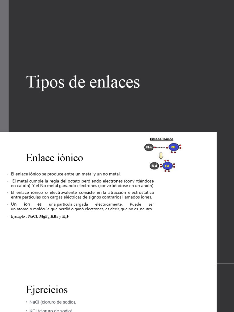 Tipos de enlaces químicos explicados | PDF | Enlace covalente | Enlace ...