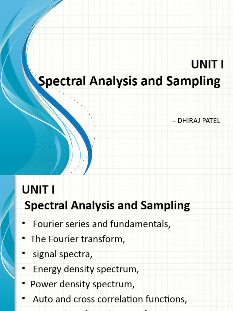Unit-I | PDF | Sampling (Signal Processing) | Spectral Density