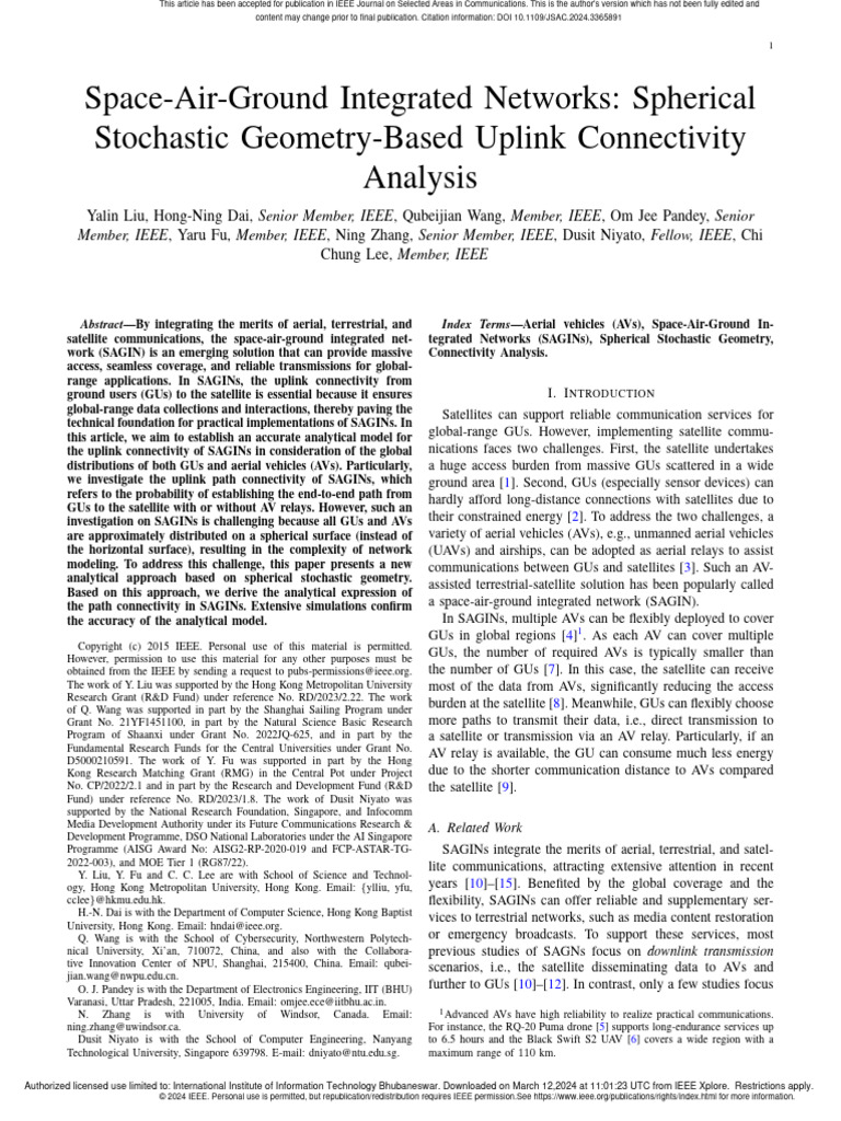 Space-Air-Ground Integrated Networks Spherical Stochastic Geometry ...