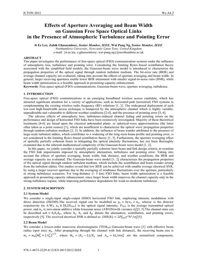 Effects of Aperture Averaging and Beam W | PDF | Physical Sciences ...