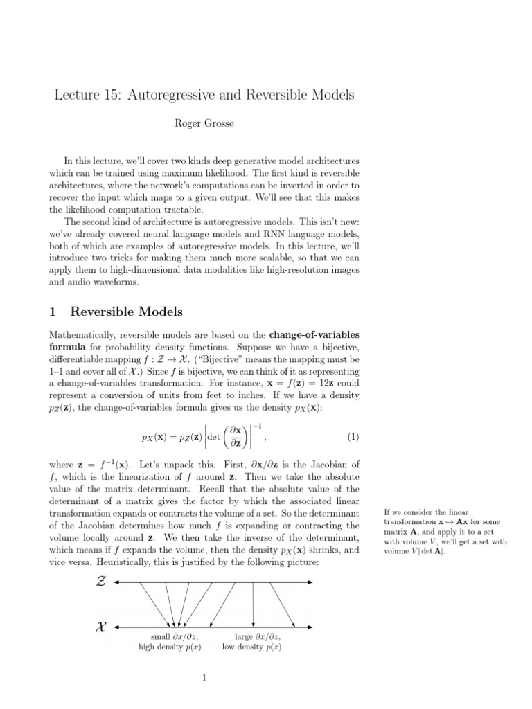 L15 Autoregressive and Reversible Models | PDF | Determinant | Matrix (Mathematics)