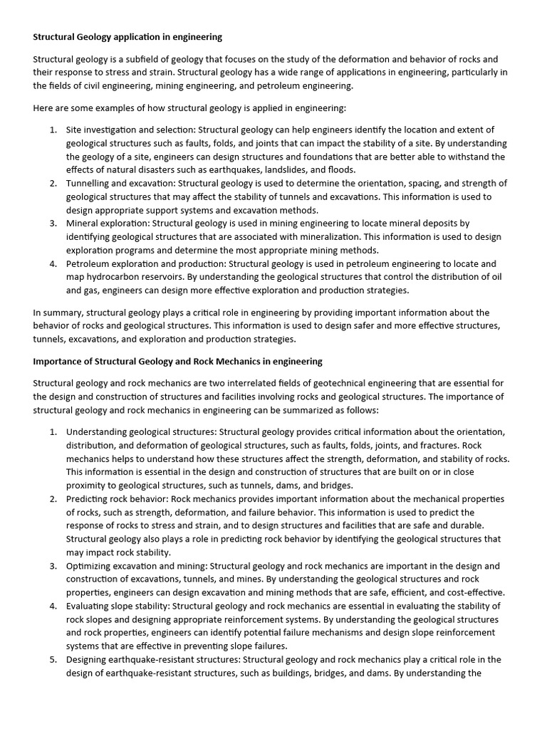 Structural Geology Application in Engineering | PDF | Geology | Structural Geology