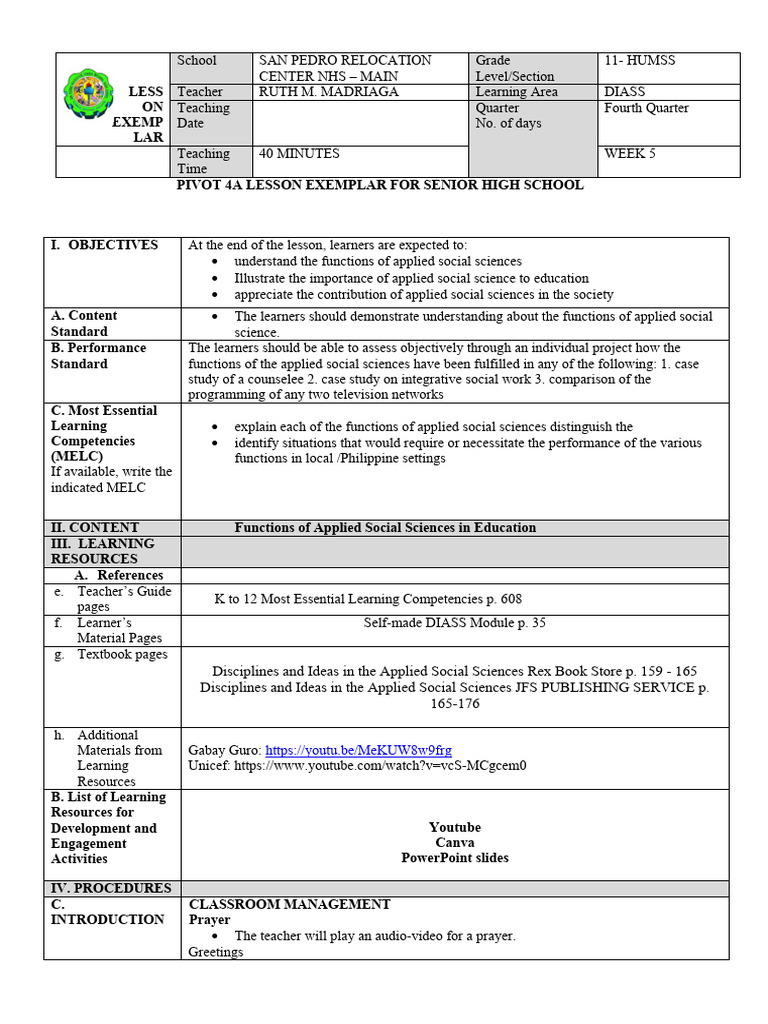 Le Week - 5 - Q4 | PDF | Learning | Social Sciences