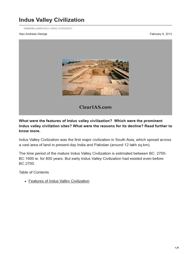 Indus Valley Civilization | PDF