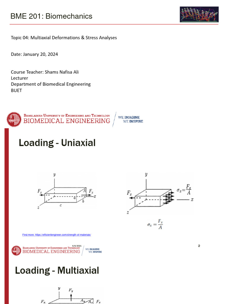BME201 Jul2023 L4 Multiaxial Deformations & Stress Analyses | PDF ...
