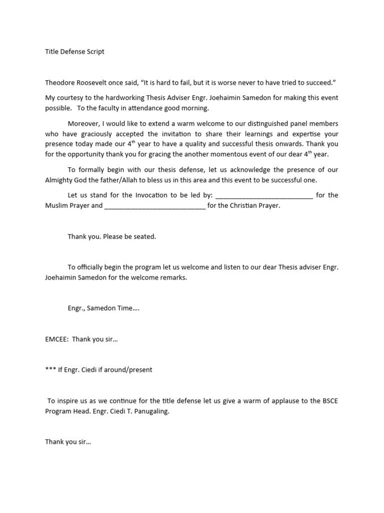 Title Defense Script | PDF | Career & Growth