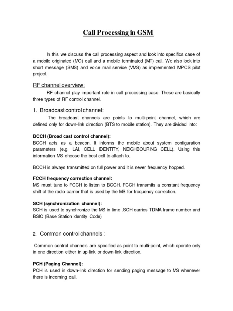 Call Processing in GSM | Download Free PDF | Telephone Exchange | Computer Science