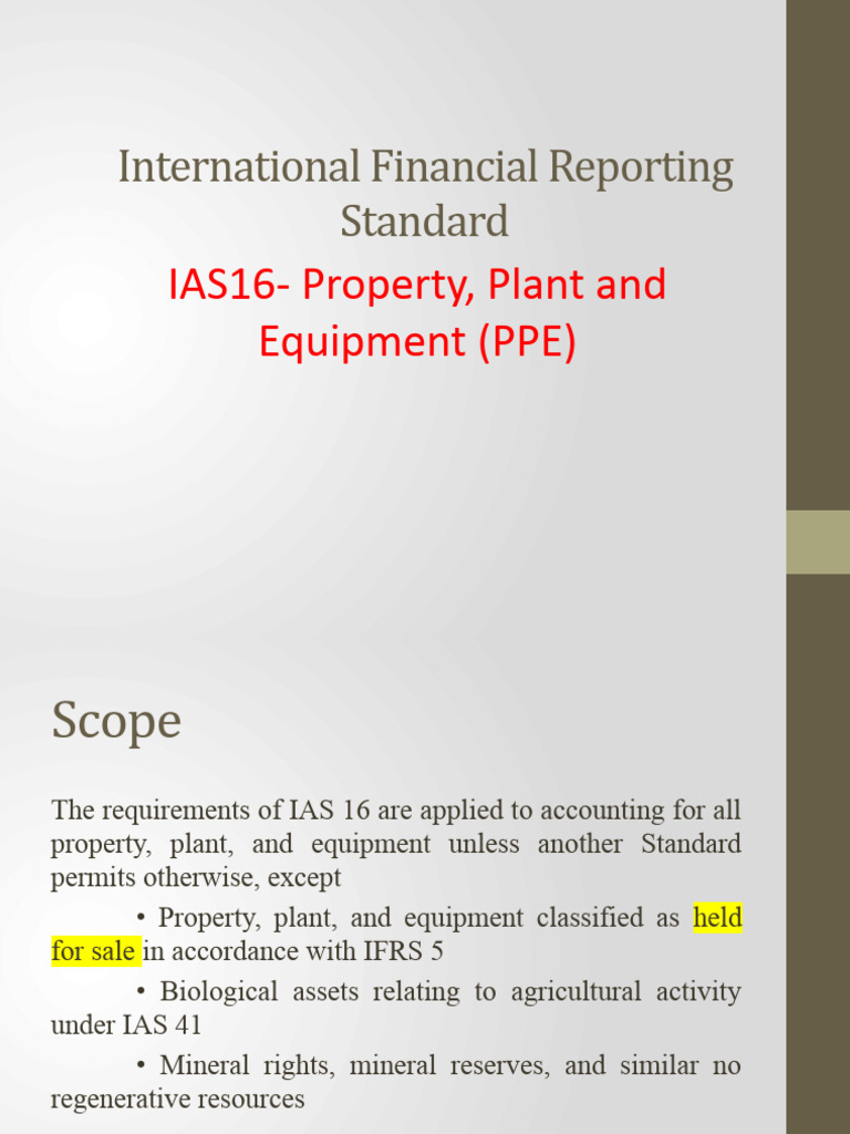 International Financial Reporting Standard IAS 16 | PDF | Depreciation | Fair Value