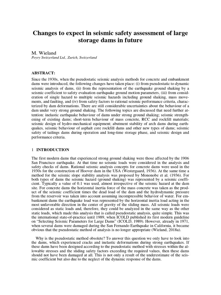 Future Trends in Dam Seismic Safety Assessments | PDF | Earthquakes ...