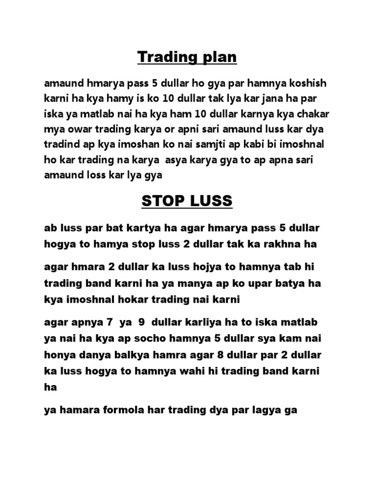 Trading Plan | PDF | Self-Improvement