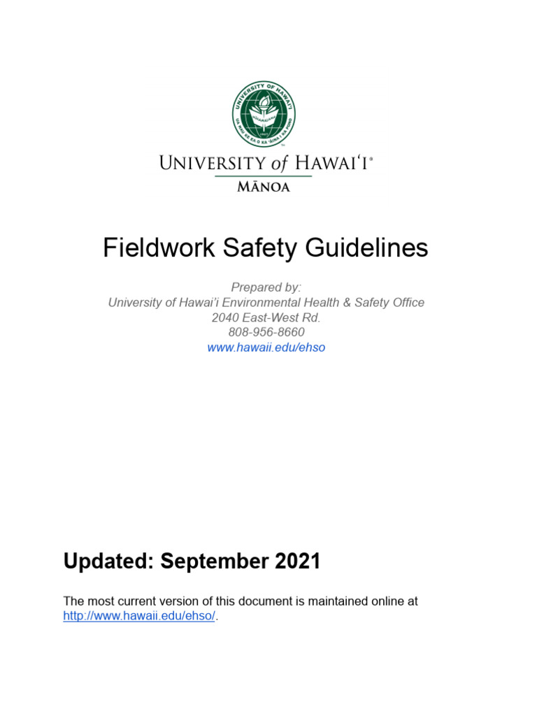 HSG-APPENDIX-6-Fieldwork-Safety-Guidelines | PDF | Scuba Diving ...