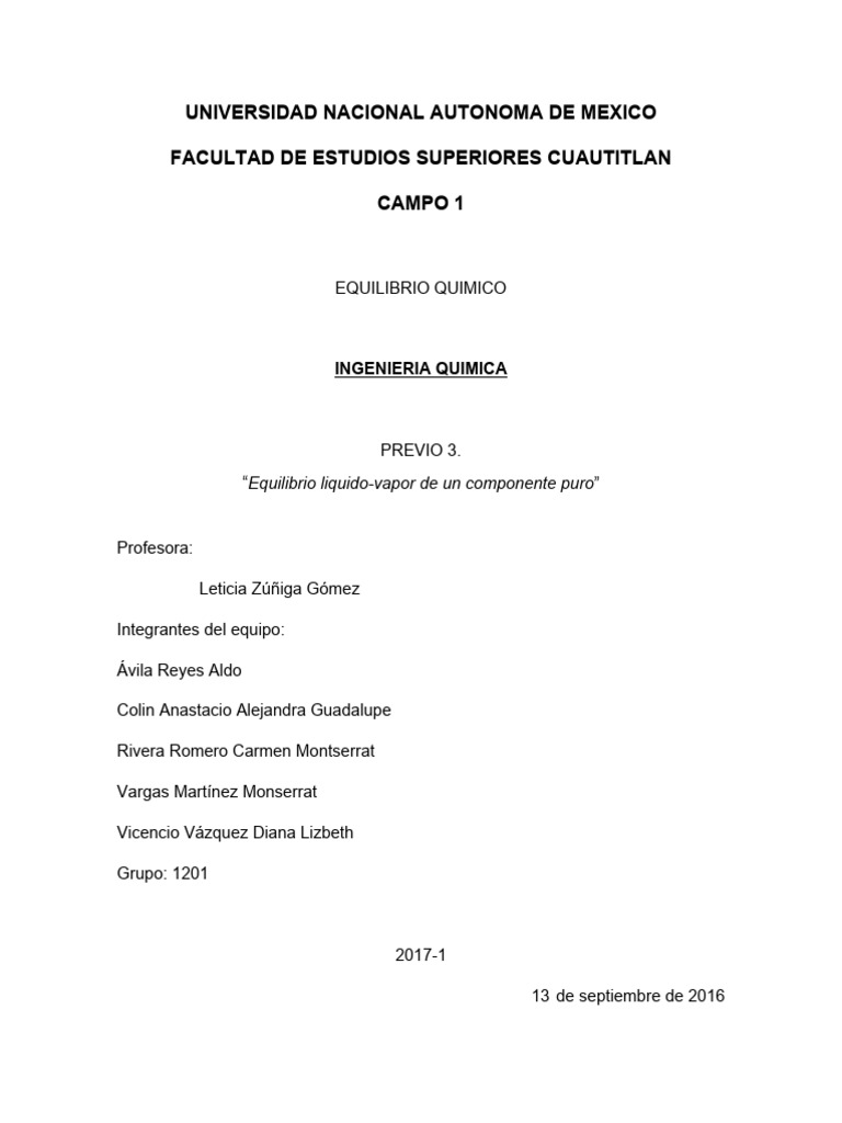 previo-3-equilibrio (1) | PDF | Equilibrio químico | Vapor