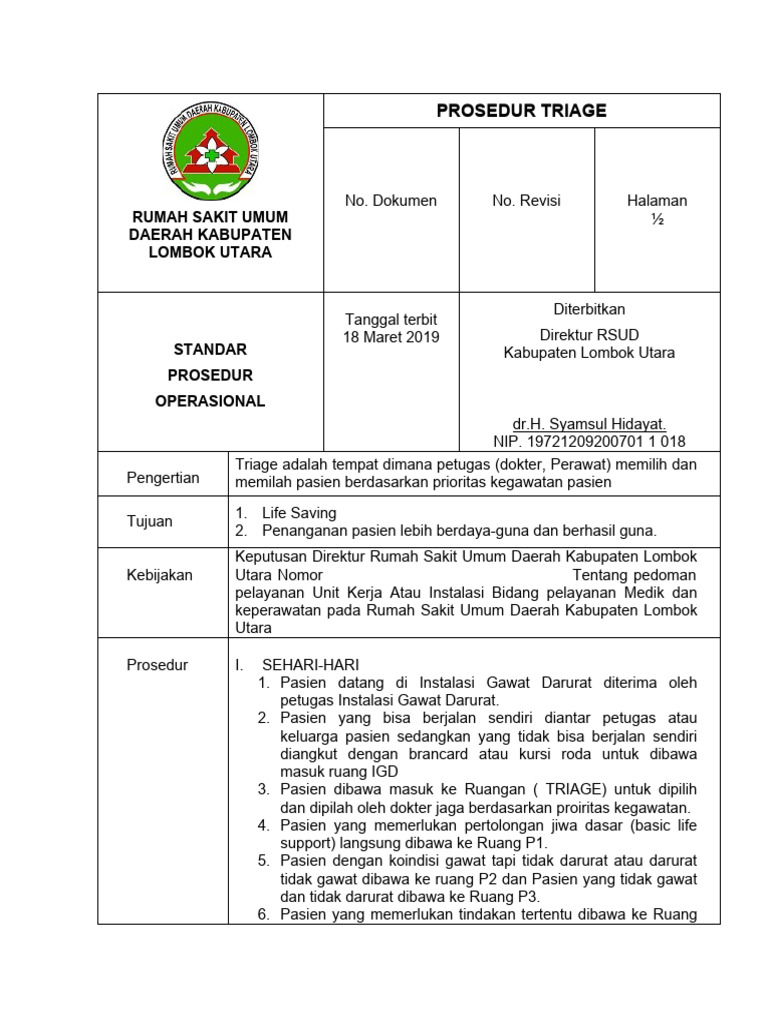 Sop Triase Igd | PDF