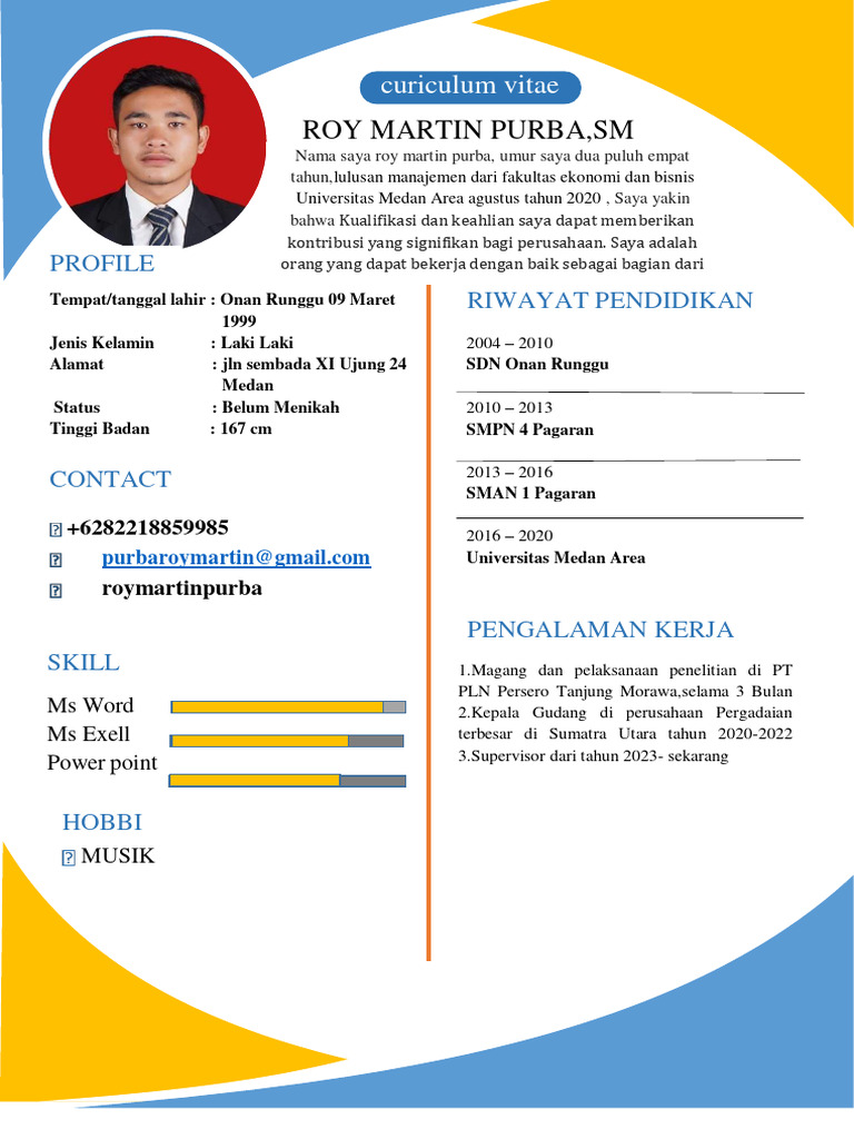 Roy Martin Purba, SM: Curiculum Vitae | PDF | Karier & Perkembangan