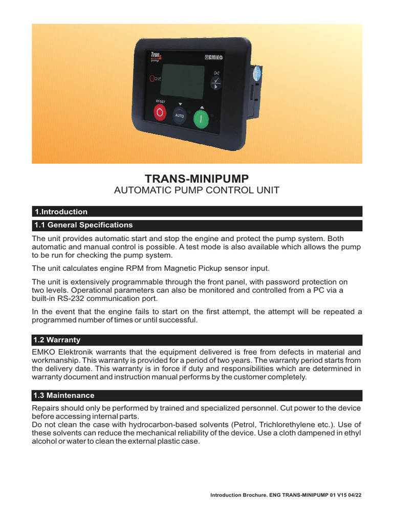 Automatic Pump Control Unit Trans-MiniPUMP - Manual - EN - SHORT - V15 ...