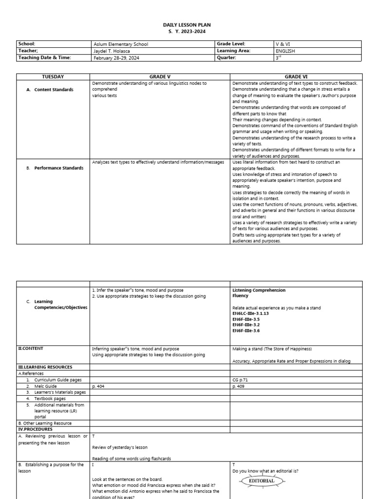 DLP English | PDF | English Language | Reading Comprehension DLP English | PDF | English Language | Reading Comprehension