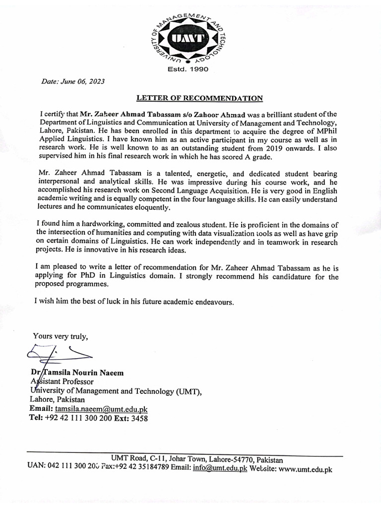 Recommendation Letters | PDF