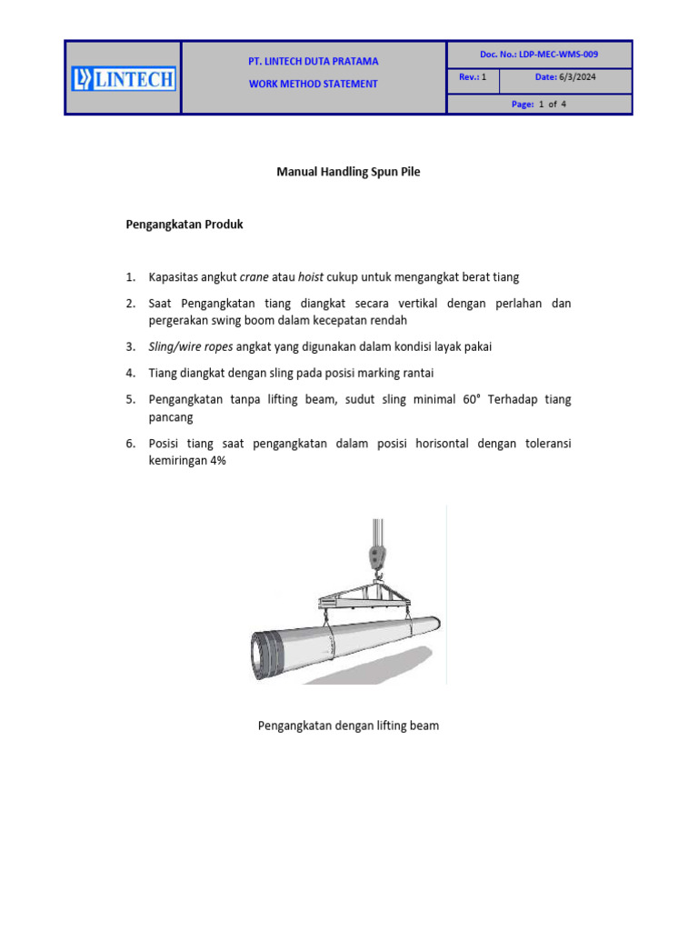 Manual Handling Spun Pile | PDF
