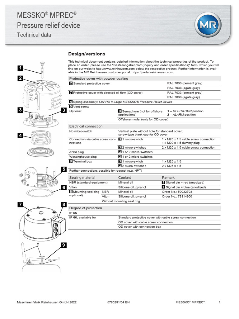 MESSKO® MPREC® Technical Data 5785291 04 en | Download Free PDF ...