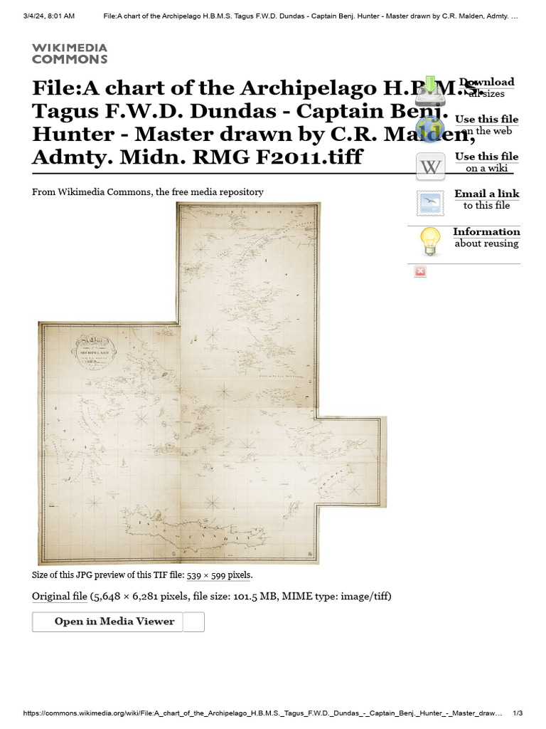 File:A Chart of The Archipelago H.B.M.S. Tagus F.W.D. Dundas - Captain ...