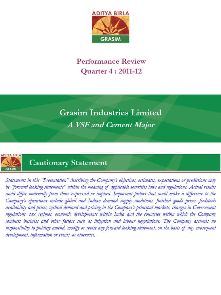 Grasim Q4 2011-12 Performance Review | PDF | Gross Income | Balance Sheet