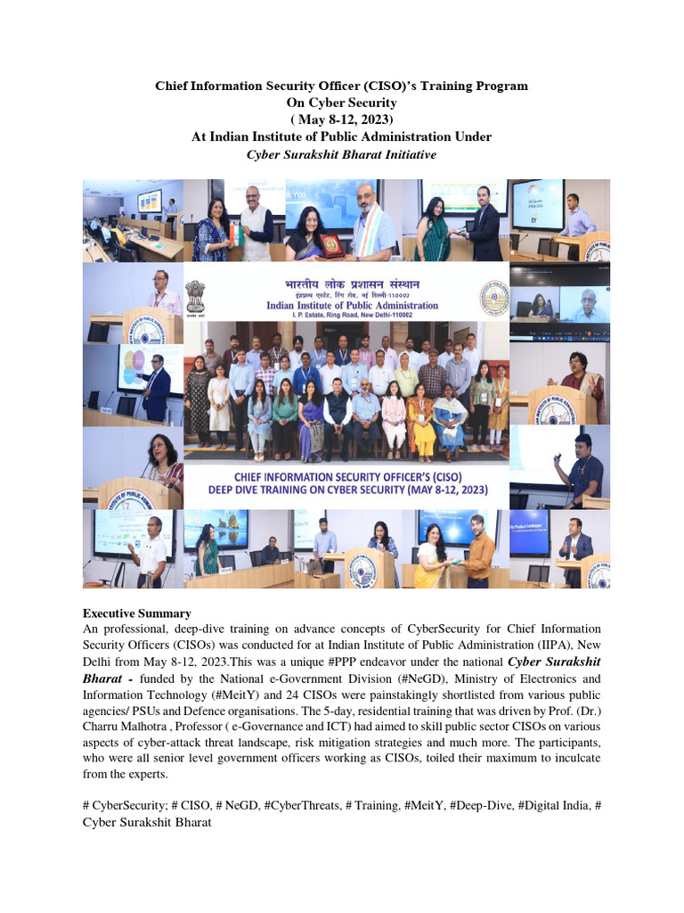 BRIEF OF CISO TRAINING | PDF | Computer Security | Security