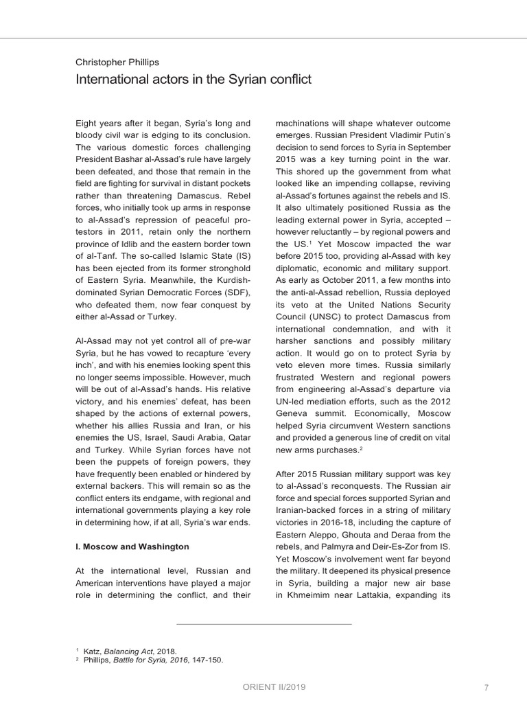 International Actors in Syrian War | PDF | Bashar Al Assad | Syria