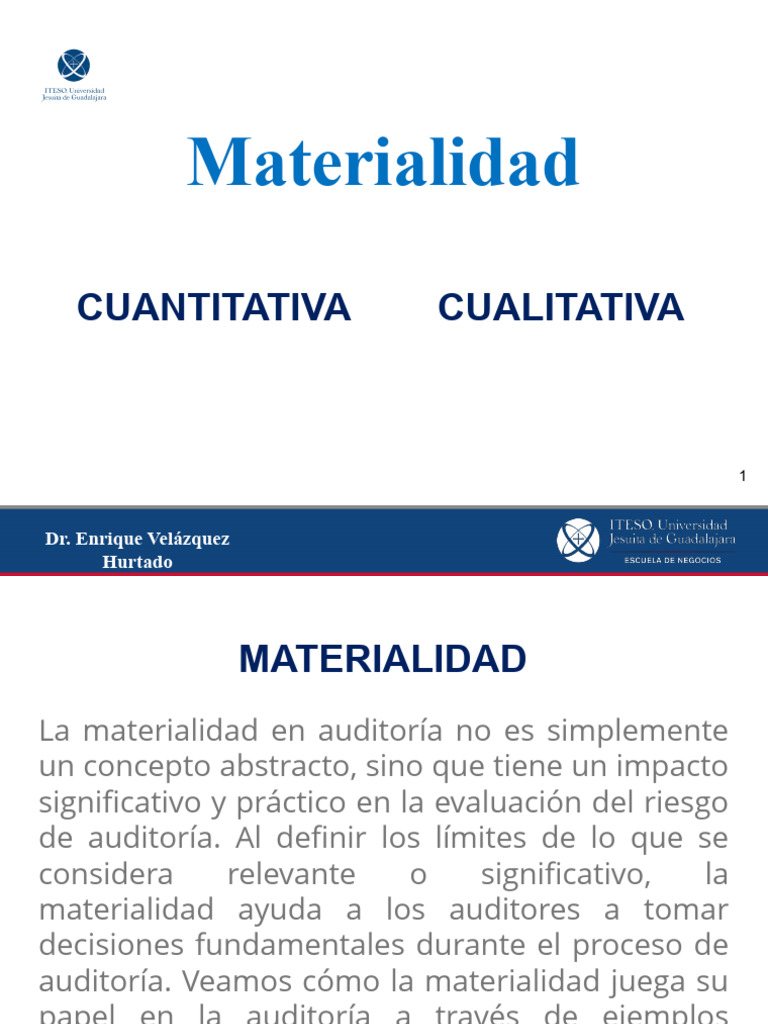 Materialidad en Auditoria | PDF | Auditoría | Estado financiero