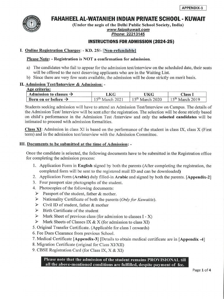 FAIPS Admission School Fees-2024-2025 | PDF