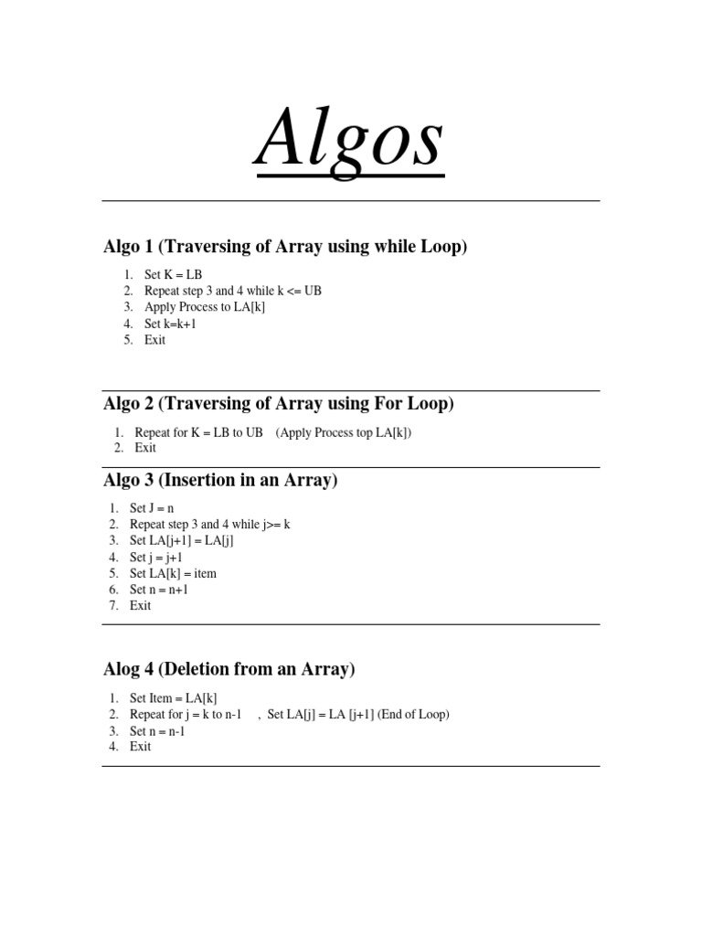 Algos | PDF | Mathematical Logic | Computer Science Algos | PDF | Mathematical Logic | Computer Science