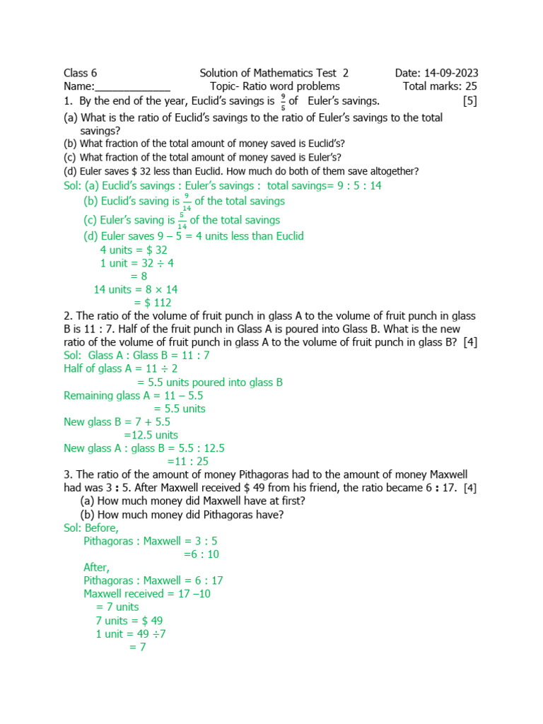Soution Paper of Mathematics Test 2 | PDF | Leonhard Euler | Teaching ...
