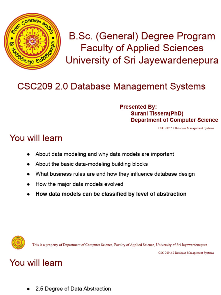 L3 CSC209 3.0 Database Management Systems | PDF | Databases | Conceptual Model