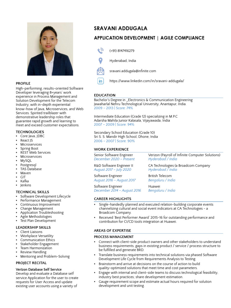 Sravani Addugala CV | PDF | Computer Network | Computer Science