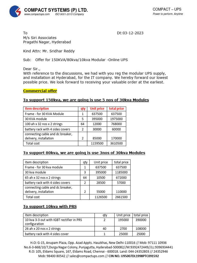 Quotation | PDF | Business | Electrical Engineering