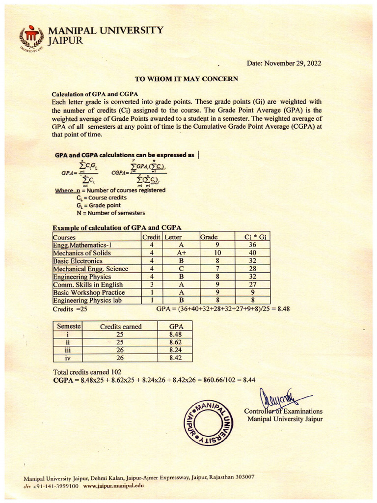 University CGPA Calculation | PDF