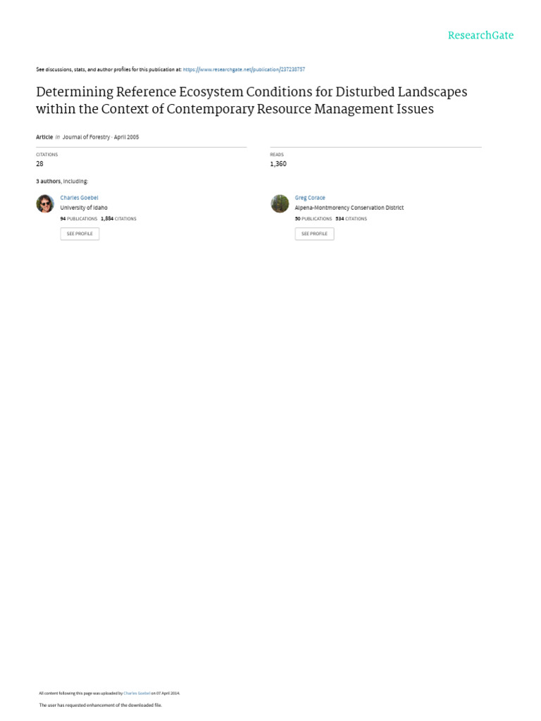 Determining Reference Ecosystem Conditions For Disturbed Areas | PDF ...
