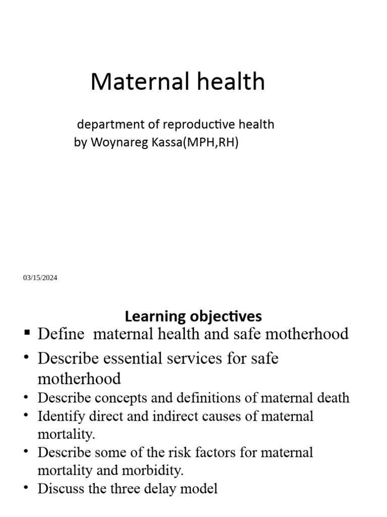 Maternal Health | PDF | Maternal Death | Maternal Health