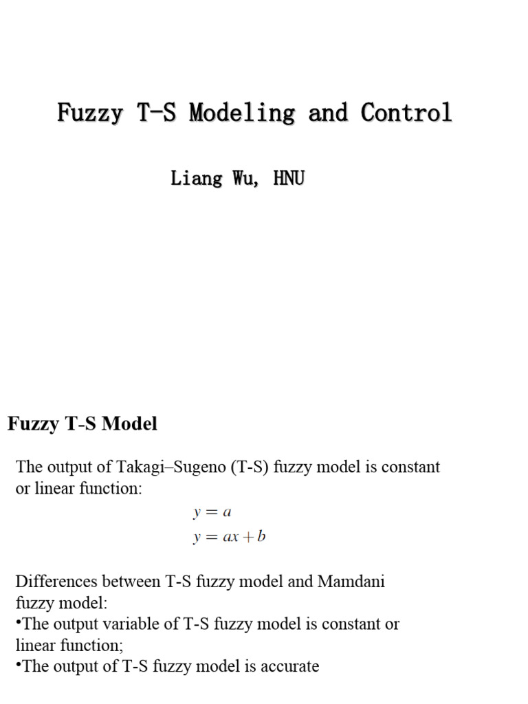 Fuzzy Control T-S | PDF | Control Theory | Fuzzy Logic