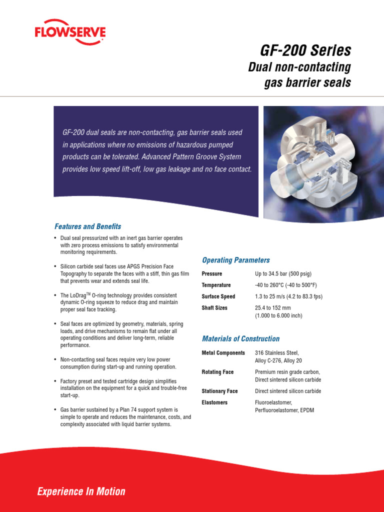 GF-200 Dual Non-Contact Gas Seals | PDF | Pump | Sintering