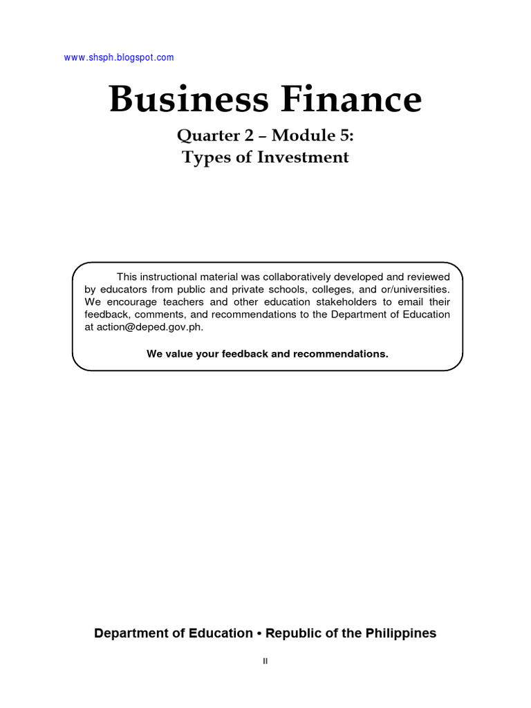 Business Finance Module 5-Pages | PDF | Investing | Investment Fund