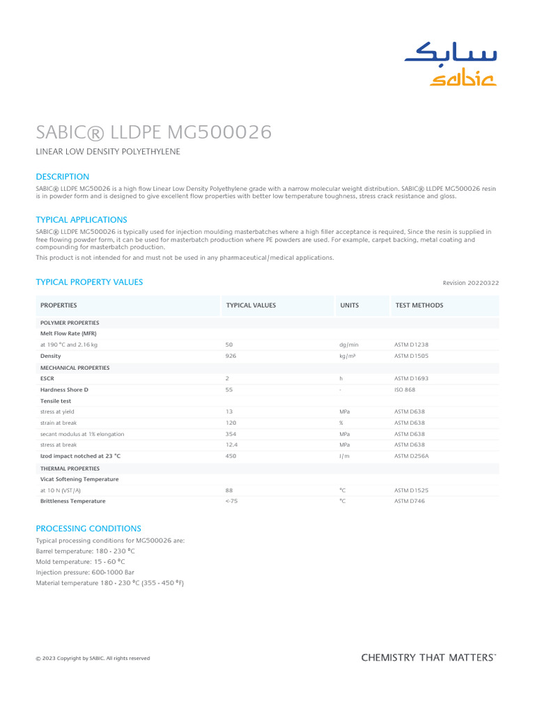 SABIC® LLDPE - MG500026 - Global - Technical - Data - Sheet | Download ...
