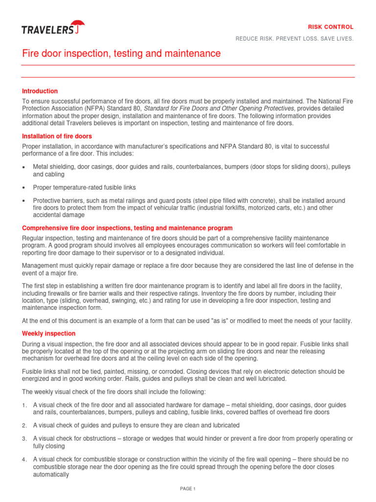 Fire Door Maintenance and Testing | PDF | Door | Safety