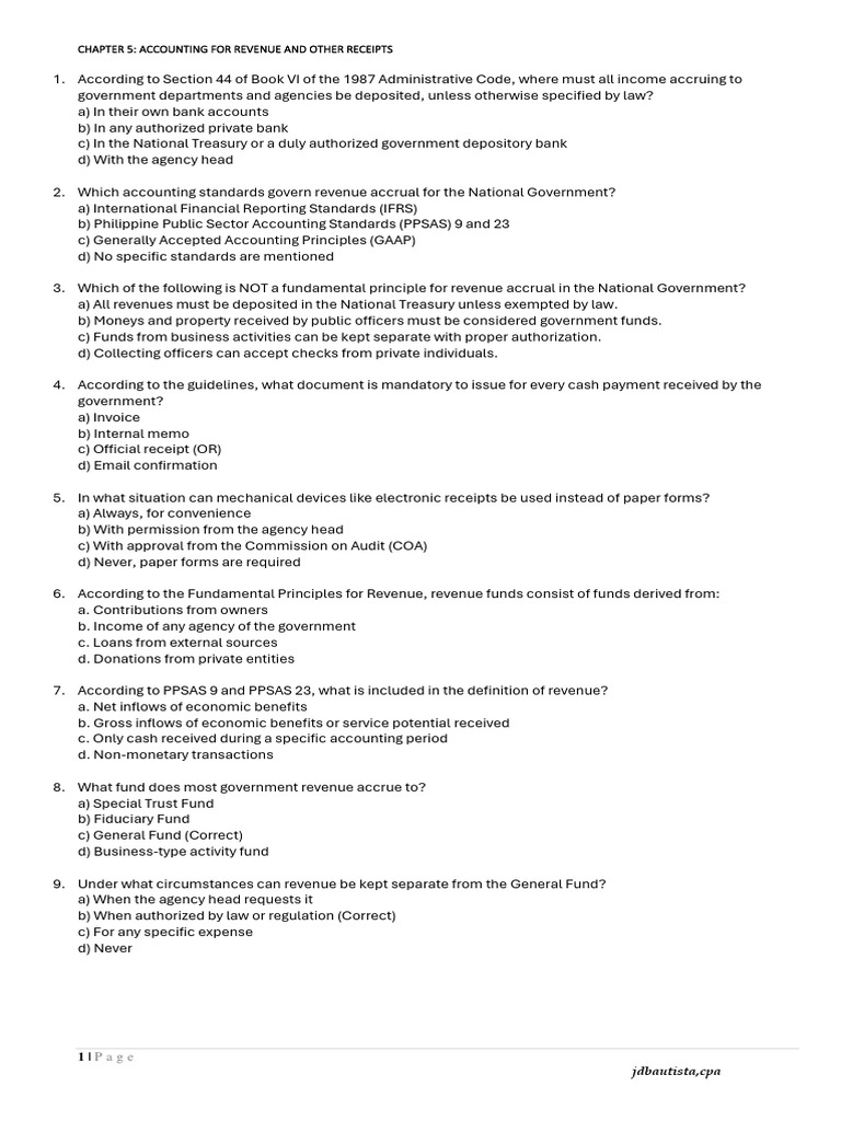 Hand-Out No. 1-Revenue and Other Receipts | PDF | Fund Accounting | Revenue