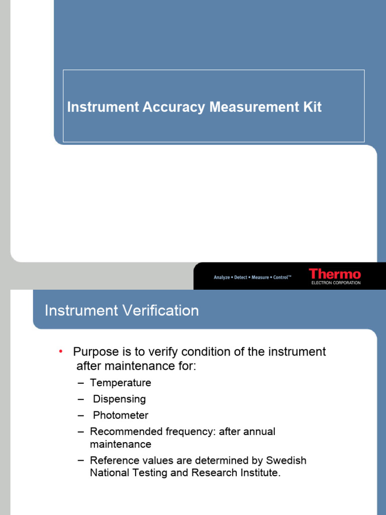 Instrument Accuracy Verification Kit Guide | PDF | Ph | Analysis