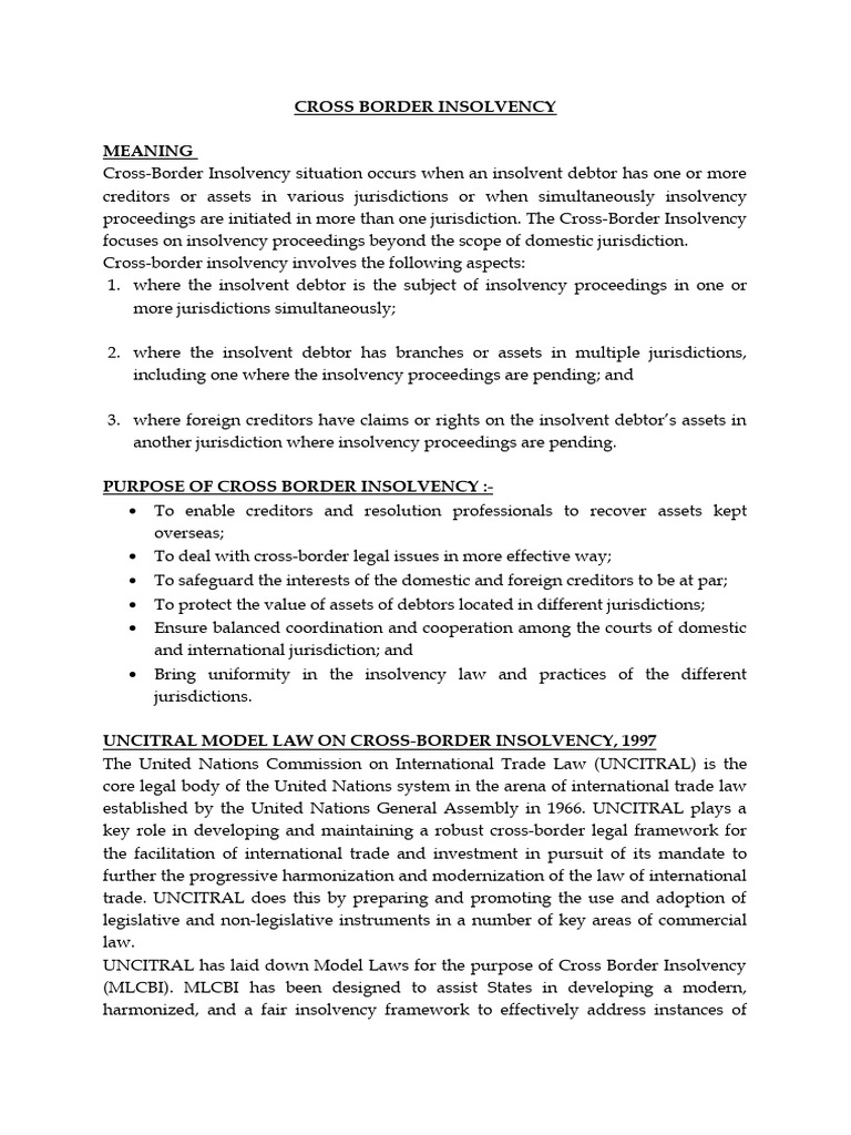 Cross Border Insolvency | PDF | Bankruptcy | Insolvency