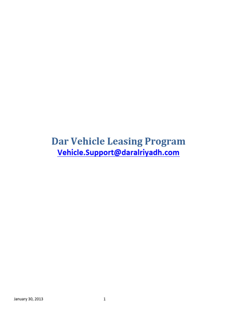 Dar Vehicle Leasing Program: January 30, 2013 1 | PDF | Traffic | Driving