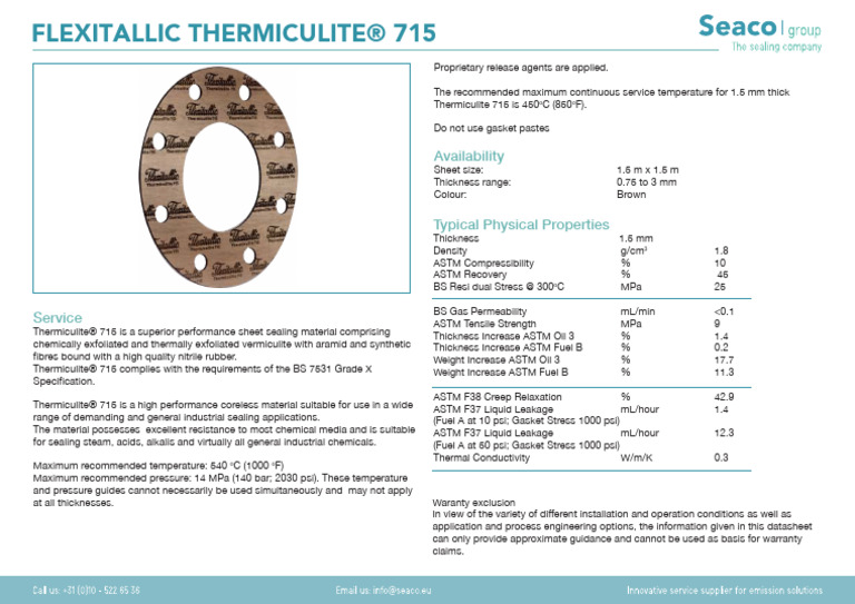 Flexitallic Thermiculite 715 | PDF | Civil Engineering | Chemistry