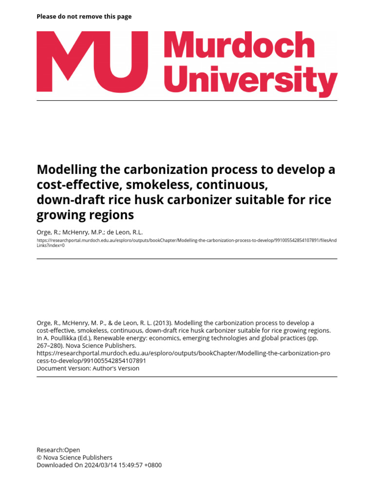 Modelling The Carbonization Process | PDF | Enthalpy | Combustion