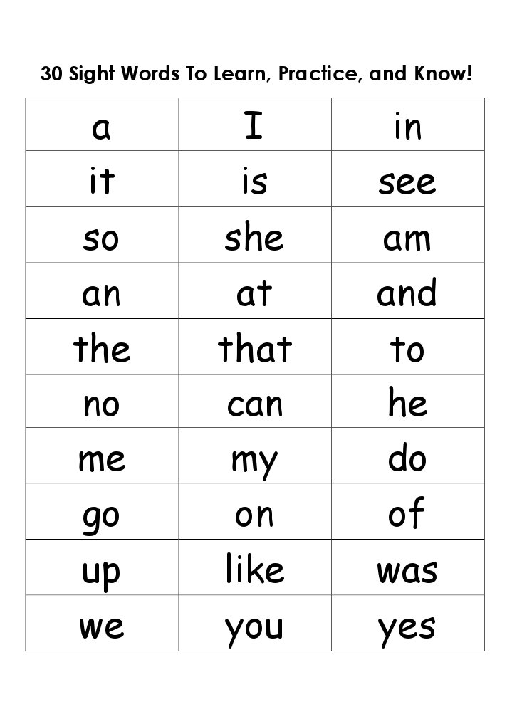 30 Sight Words | PDF